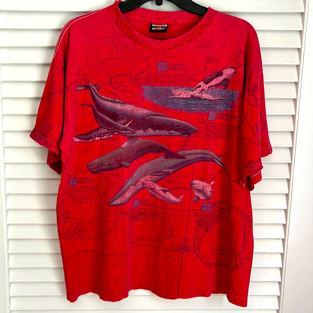 90’s Vintage Single Stitch Whale Map Tee Shirt Signal… - Gem